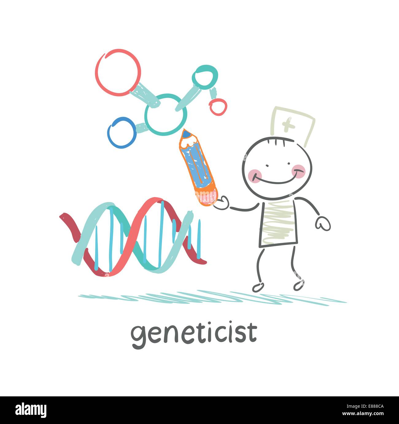 geneticist pencil draws a presentation about the genes Stock Vector ...