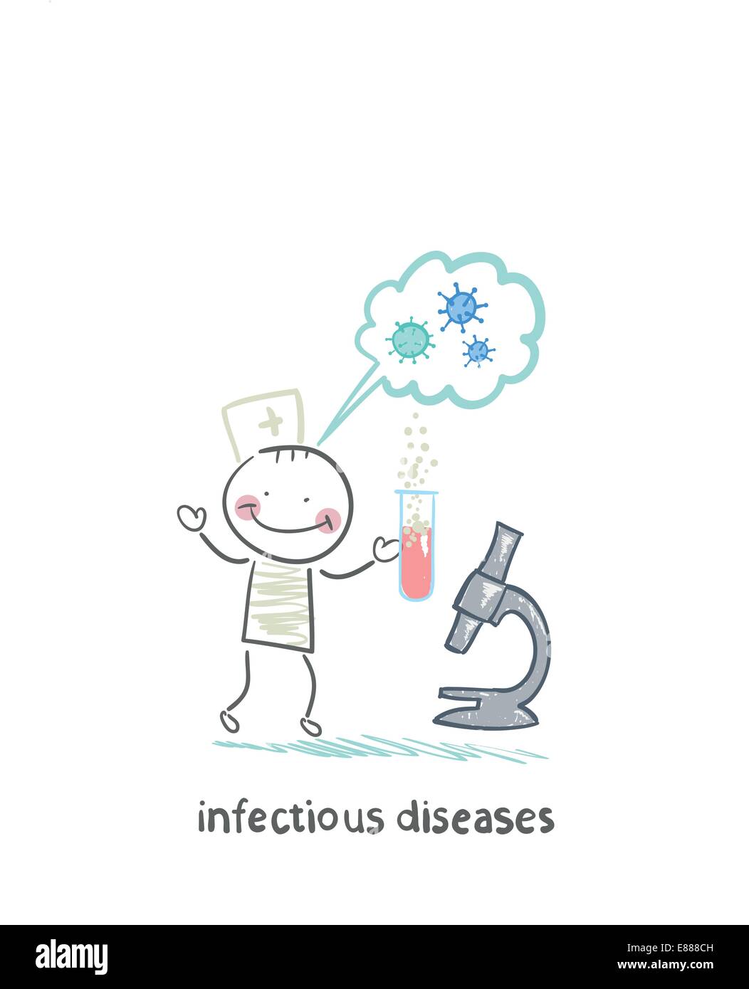 infectious diseases specialist is standing next to a microscope and ...