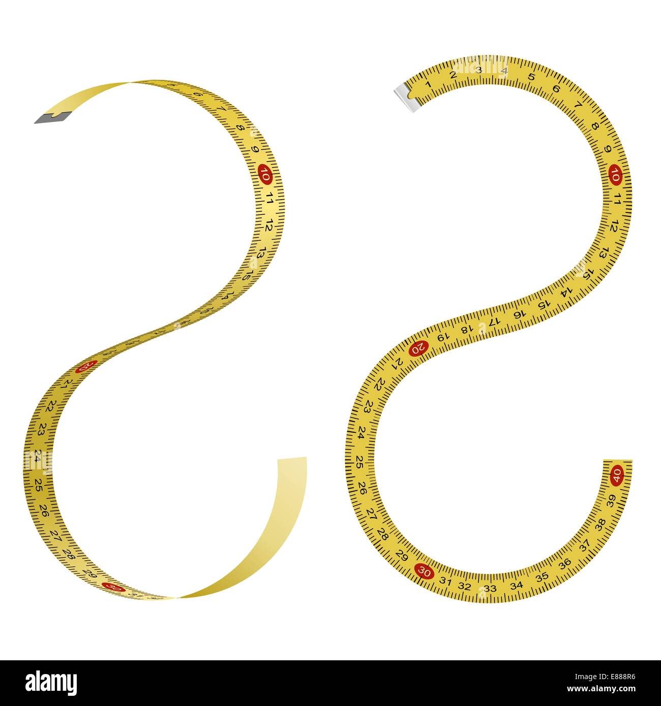 Set of curved measuring tapes on white background Stock Vector Image ...