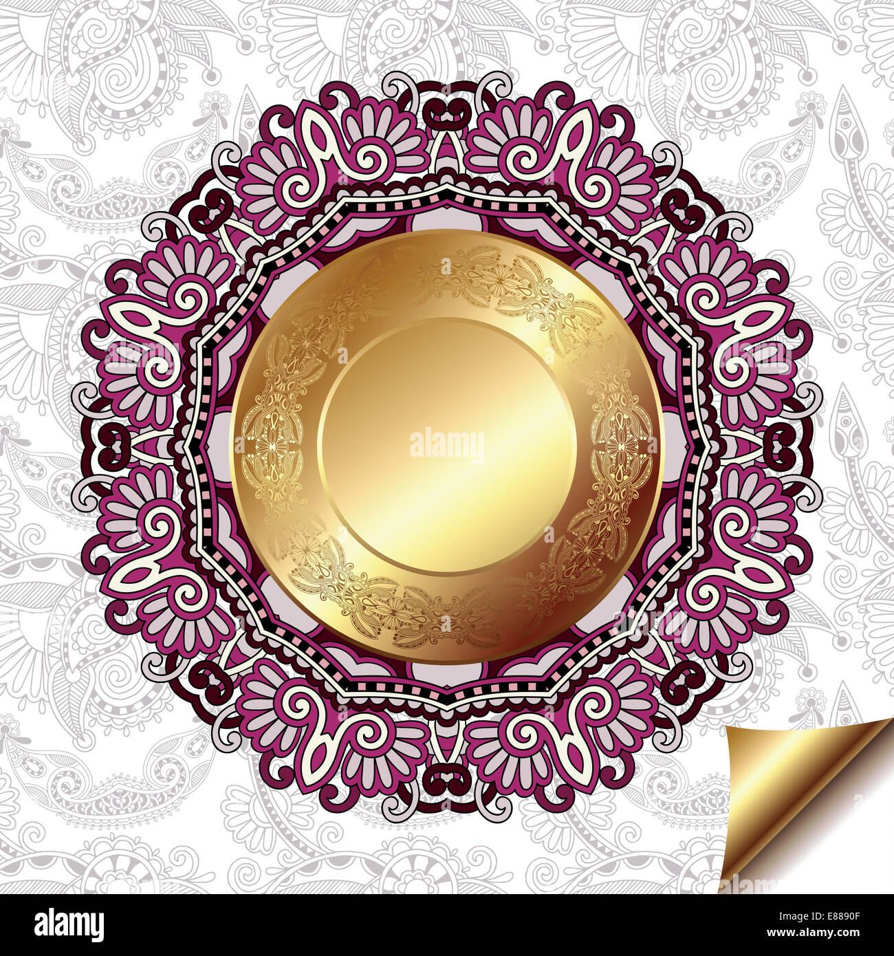 light floral background with gold circle pattern and circle lace Stock ...