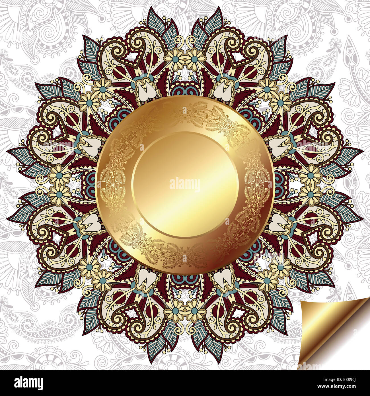 light floral background with gold circle pattern and circle lace Stock ...