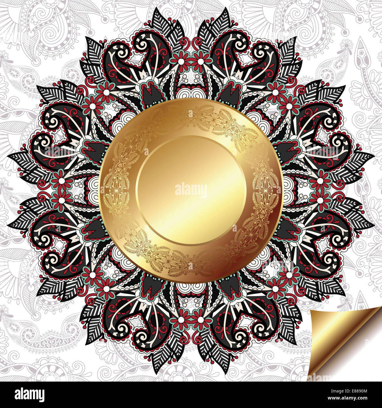 light floral background with gold circle pattern and circle lace Stock ...
