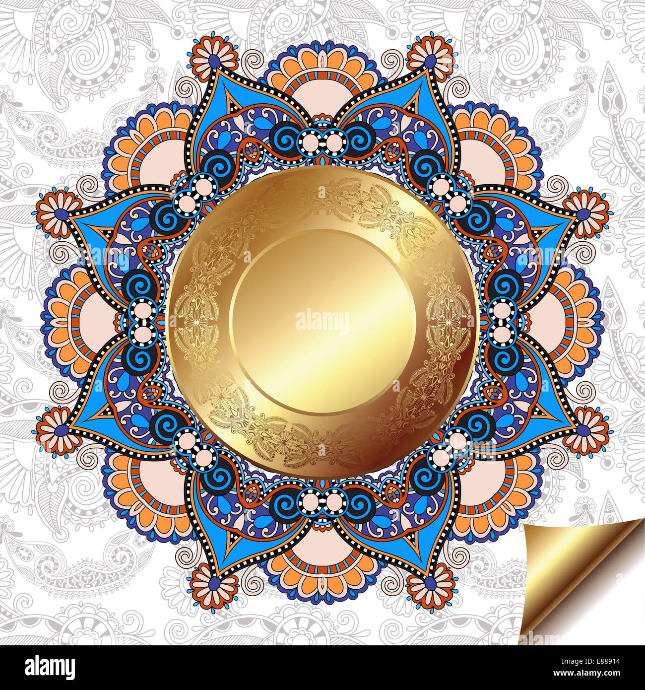 light floral background with gold circle pattern and circle lace Stock ...
