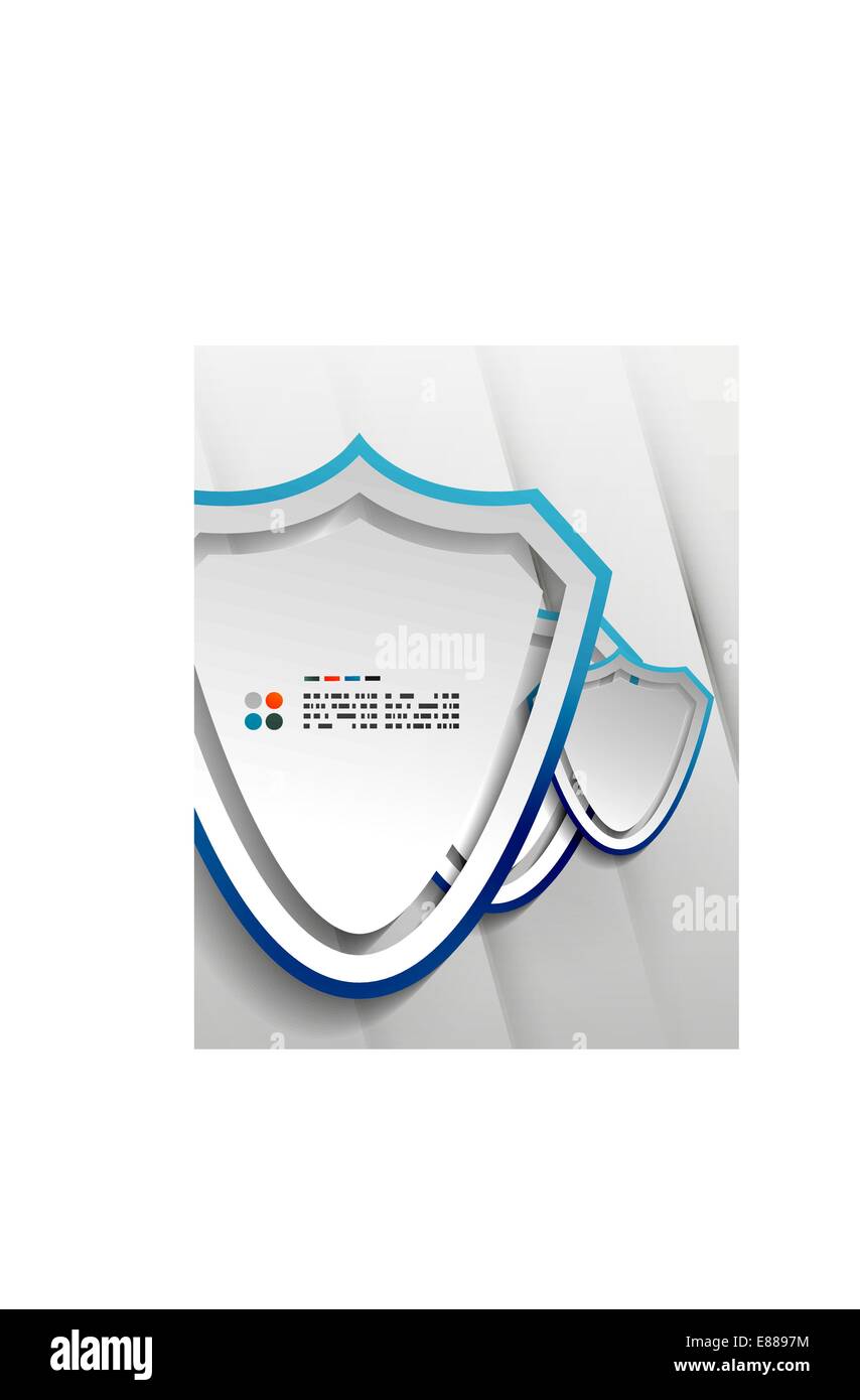 Vector protection shield modern 3d paper design Stock Vector Image ...