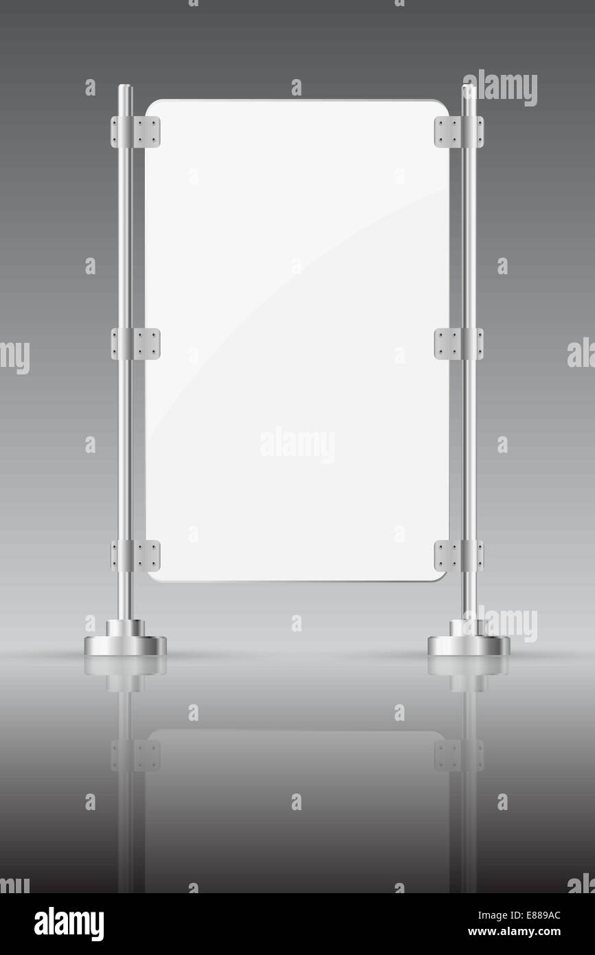 Glass screen with metal racks on a dark background with reflection ...