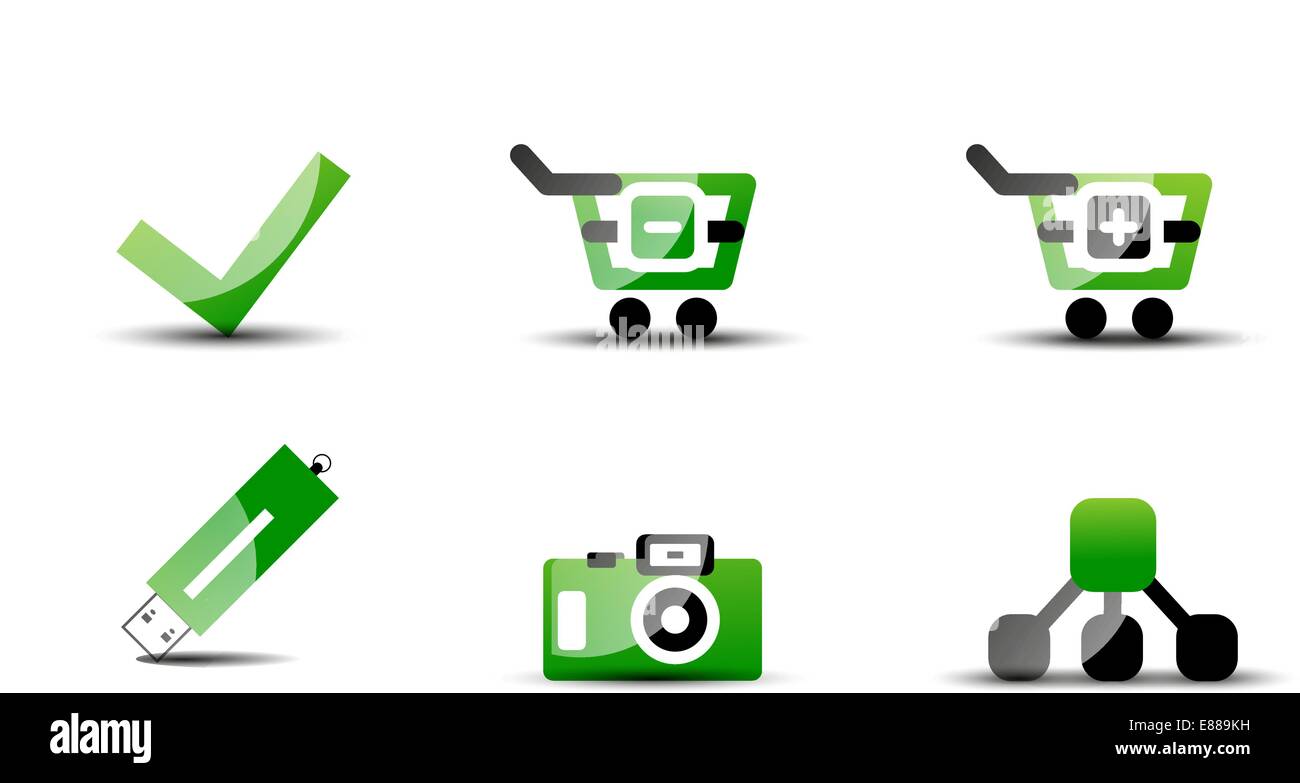 Modern vector web green and black clean icon set Stock Vector Image ...