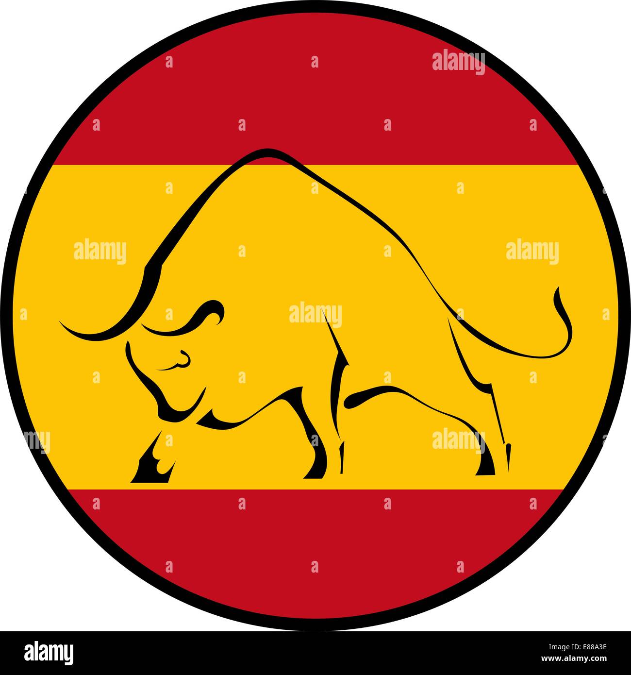 Silhouette of a bull in the national colors of the Spanish flag Stock ...