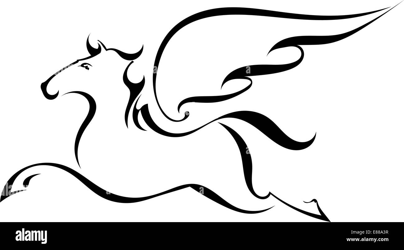 Flying horse wings icon Black and White Stock Photos & Images - Alamy