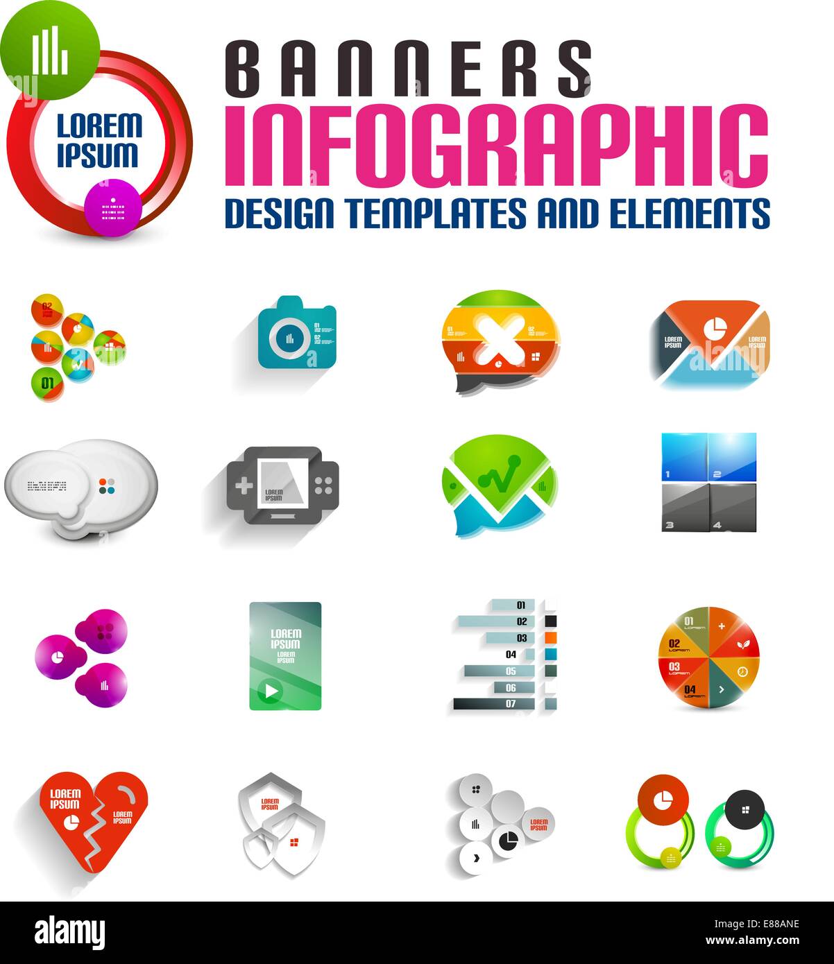 Modern colorful 3d banners templates set Stock Vector Image & Art - Alamy