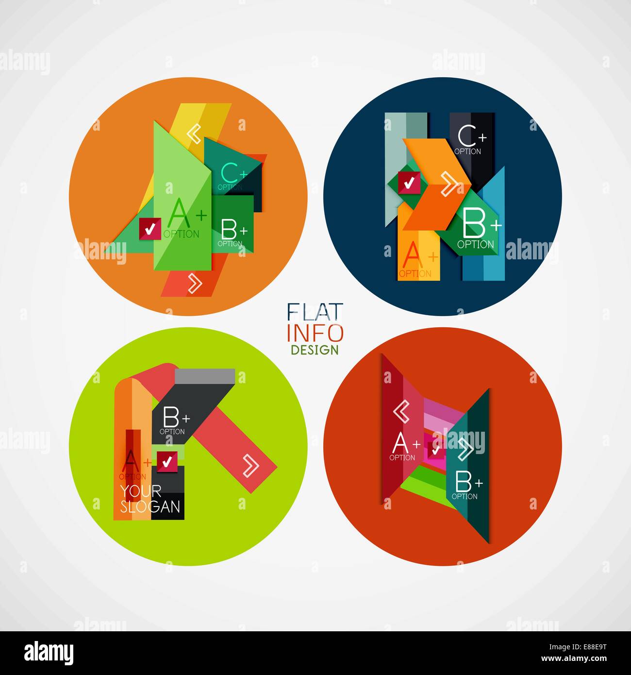 Flat infographic design concept set. Geometrical shaped blank templates ...