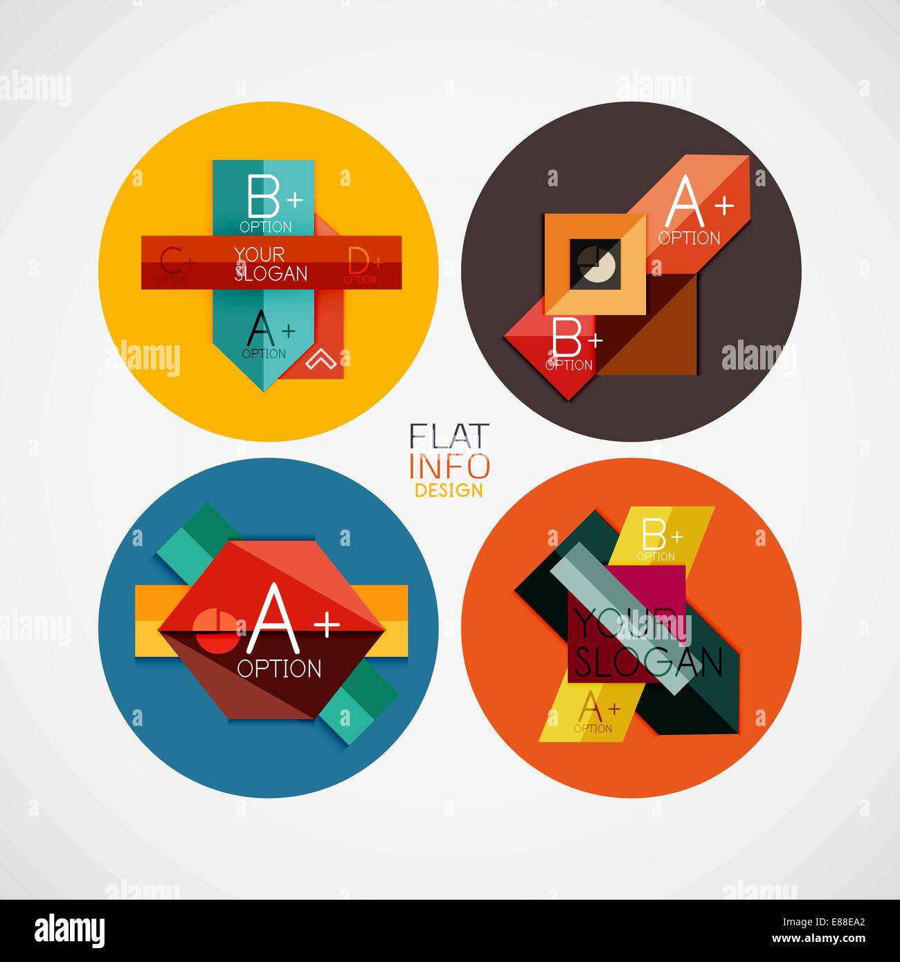 Flat infographic design concept set. Geometrical shaped blank templates ...