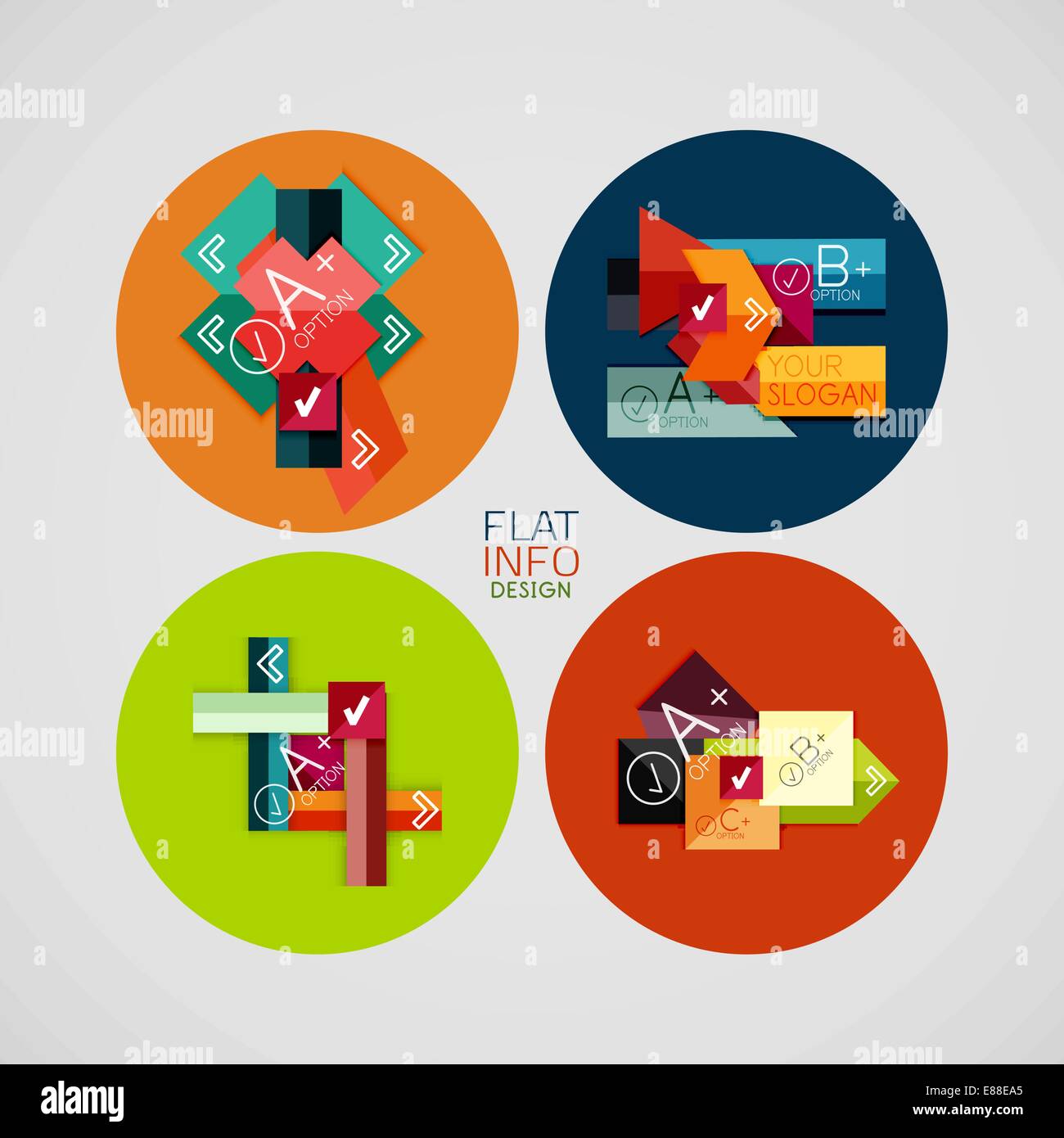 Flat infographic design concept set. Geometrical shaped blank templates ...