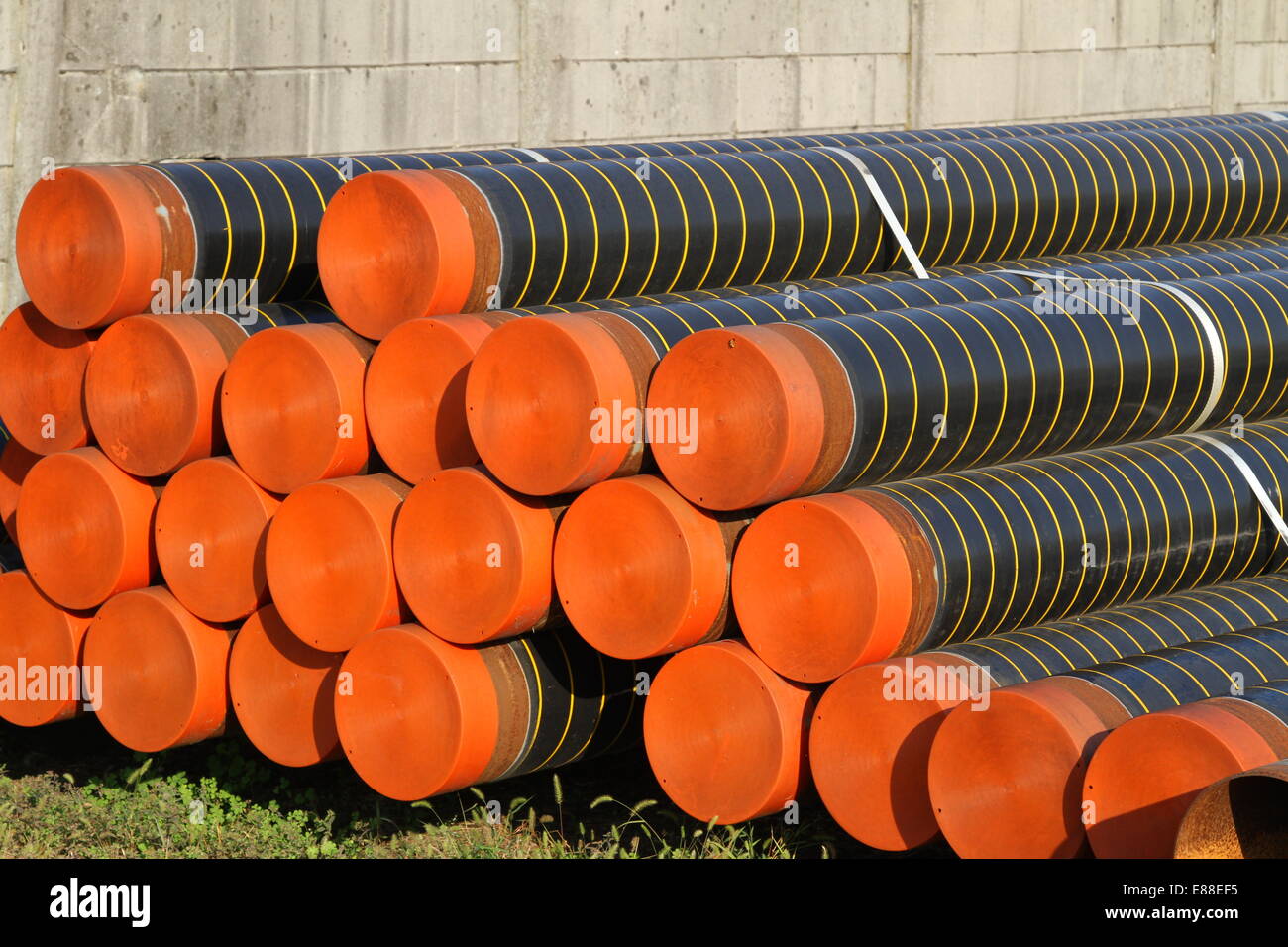 bunch of pipes for laying electric cables and optical fibres in the ...