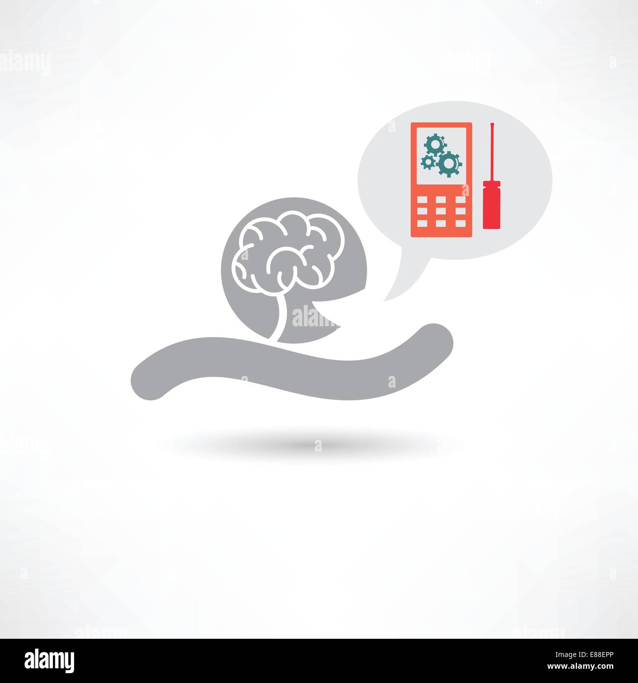 brain and cellphone icon Stock Vector Image & Art - Alamy