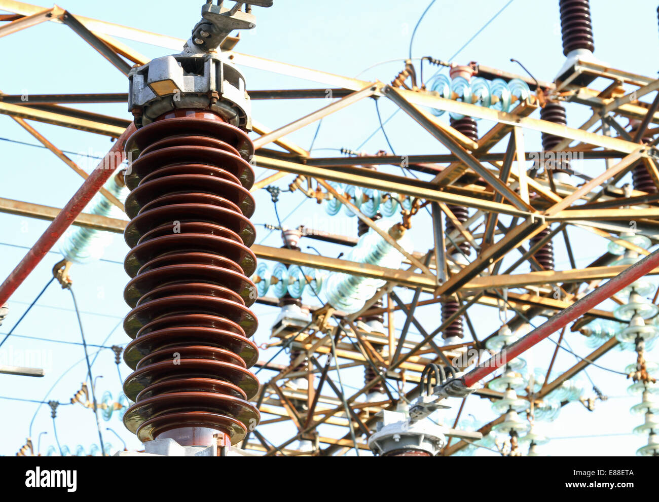 big high-voltage breaker in outdoor power station Stock Photo - Alamy