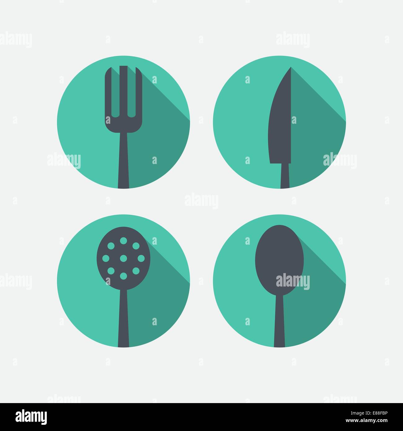 Cutlery silhouette icons spoon hi-res stock photography and images - Alamy