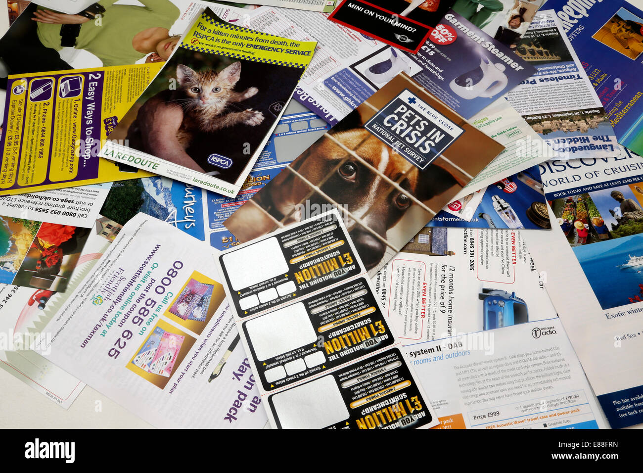 Collection Of Leaflets From Magazines Stock Photo - Alamy