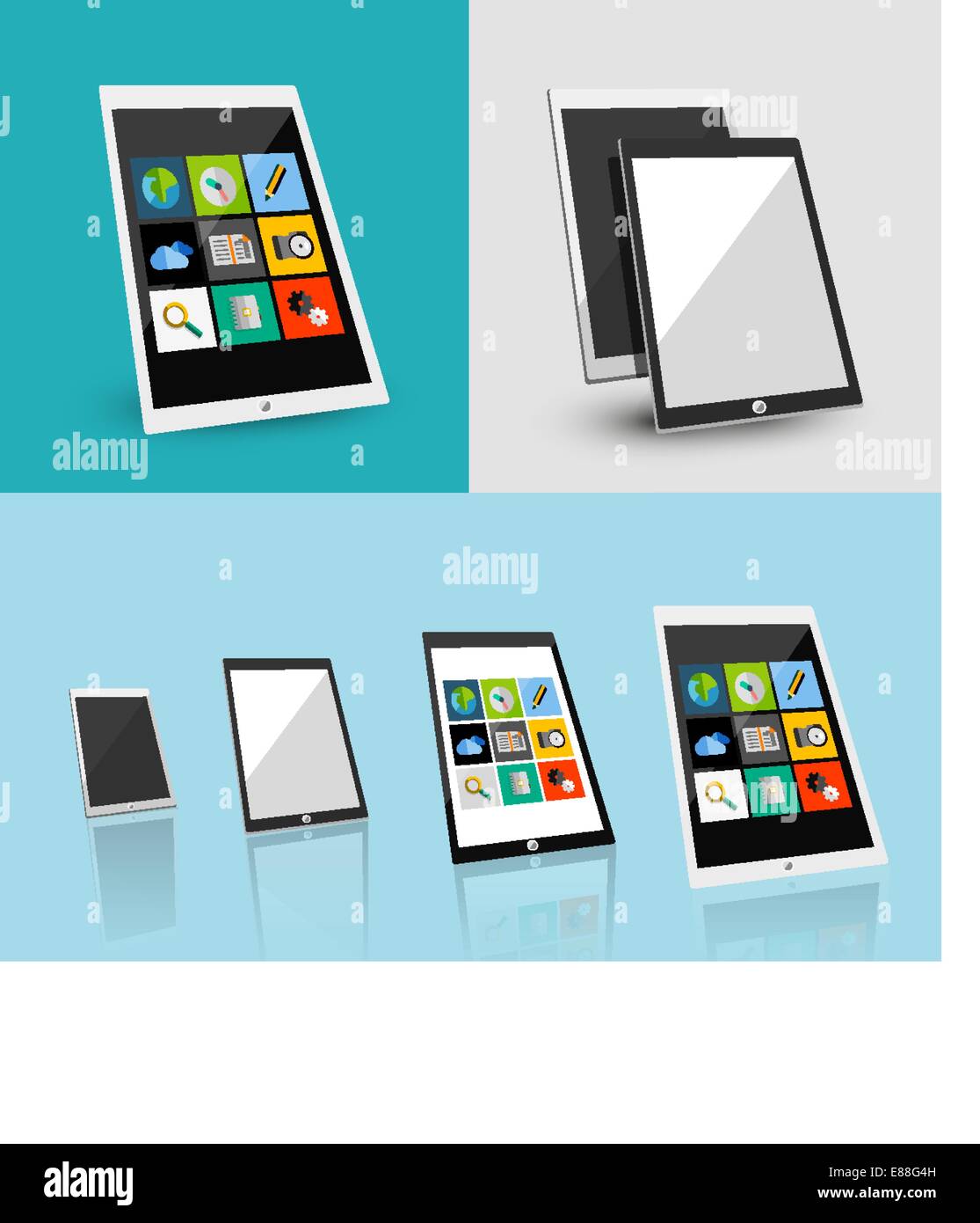 3d tablet responsive flat ui design. Can be used for app presentations ...