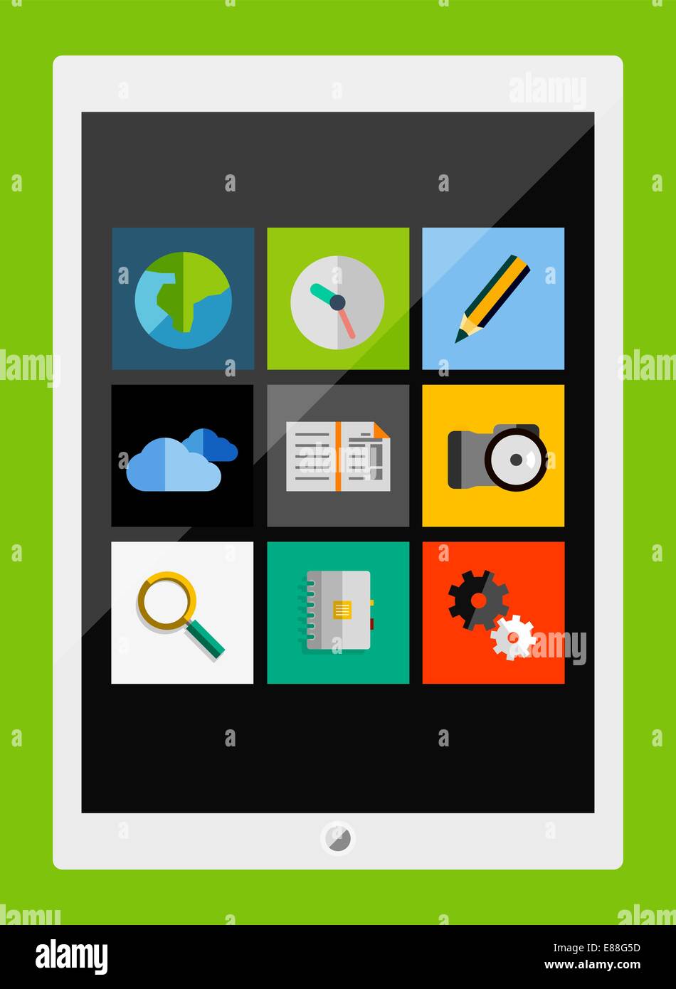Tablet apps trendy flat design Stock Vector Image & Art - Alamy