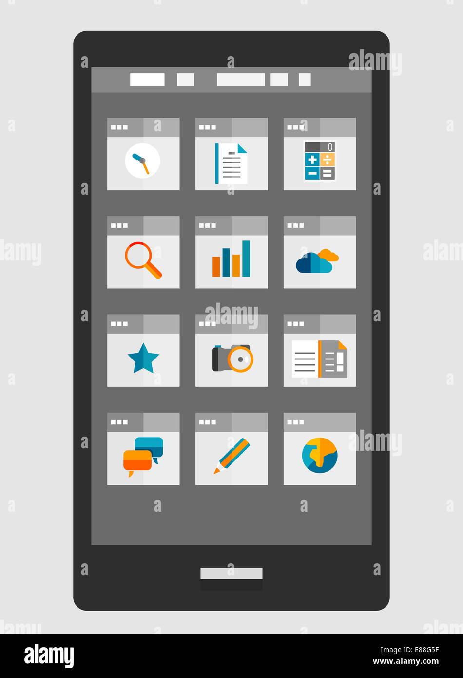 Mobile phone apps trendy flat design Stock Vector Image & Art - Alamy