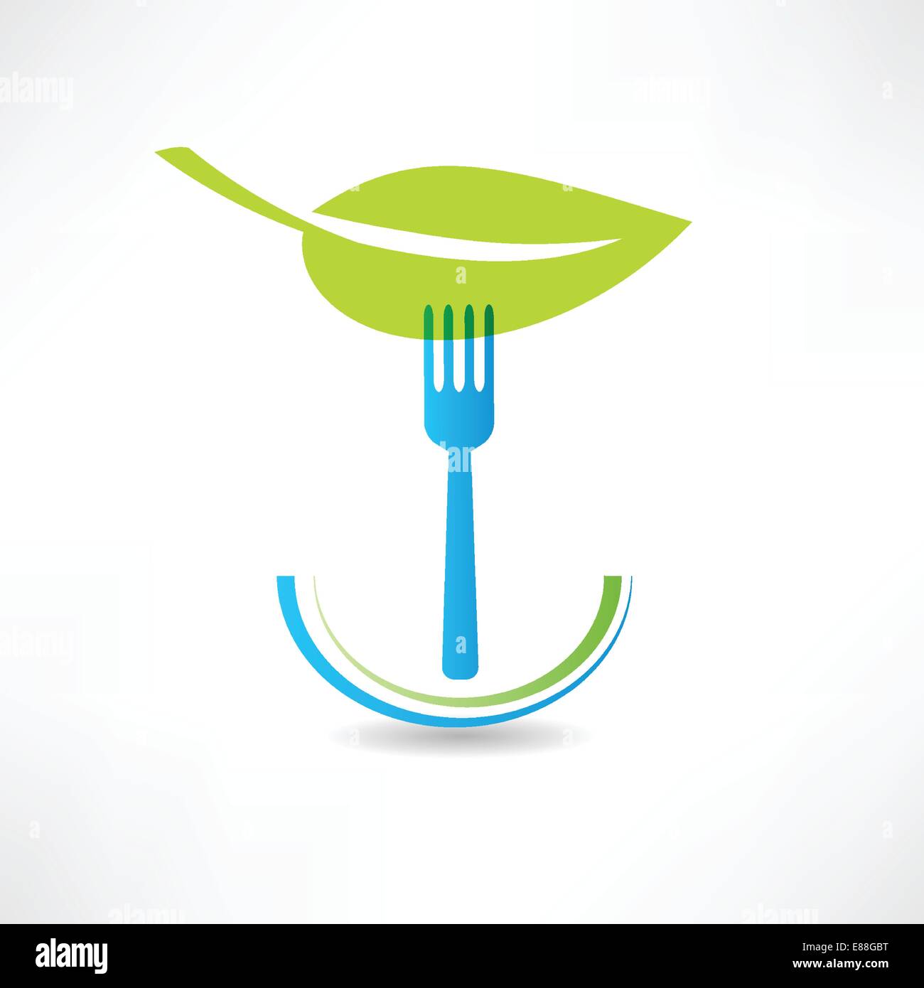 green leaf and blue fork icon Stock Vector Image & Art - Alamy