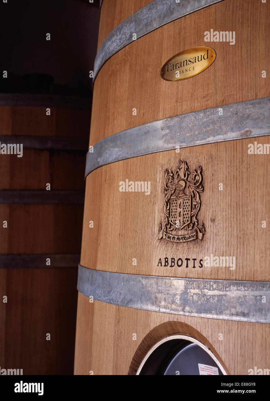 Close-up of wooden wine vat Stock Photo - Alamy