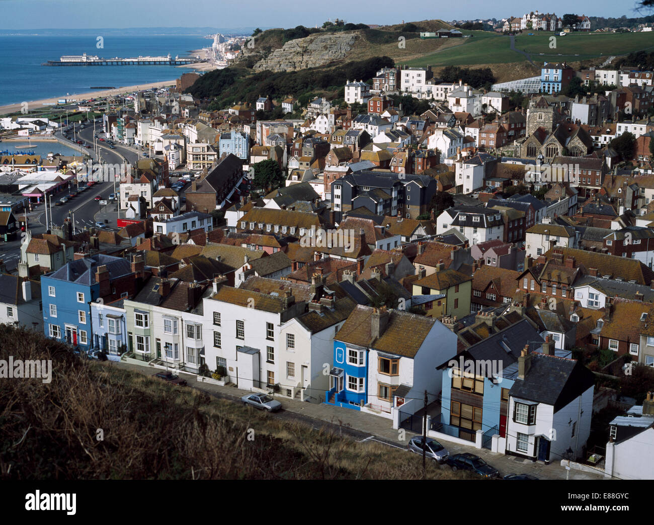 Aerial view of English coastal town Stock Photo - Alamy