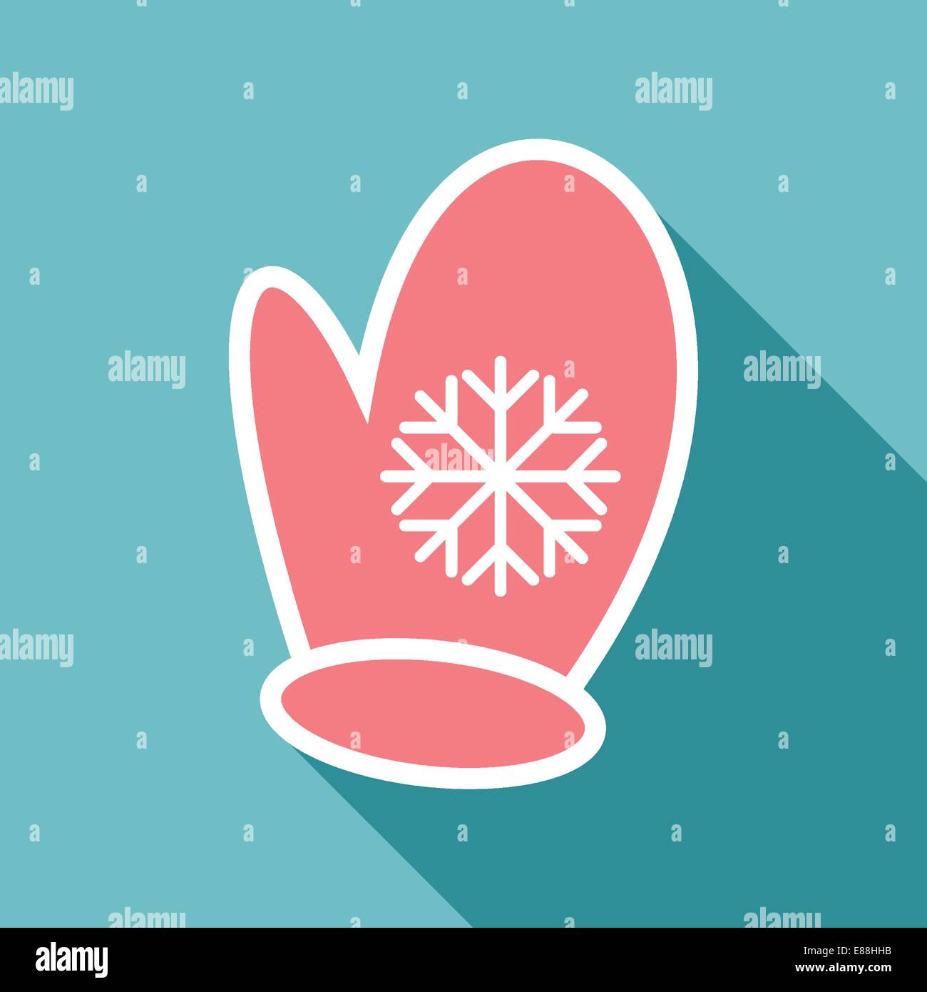 One pink mitten with snowflake Stock Vector Image & Art - Alamy