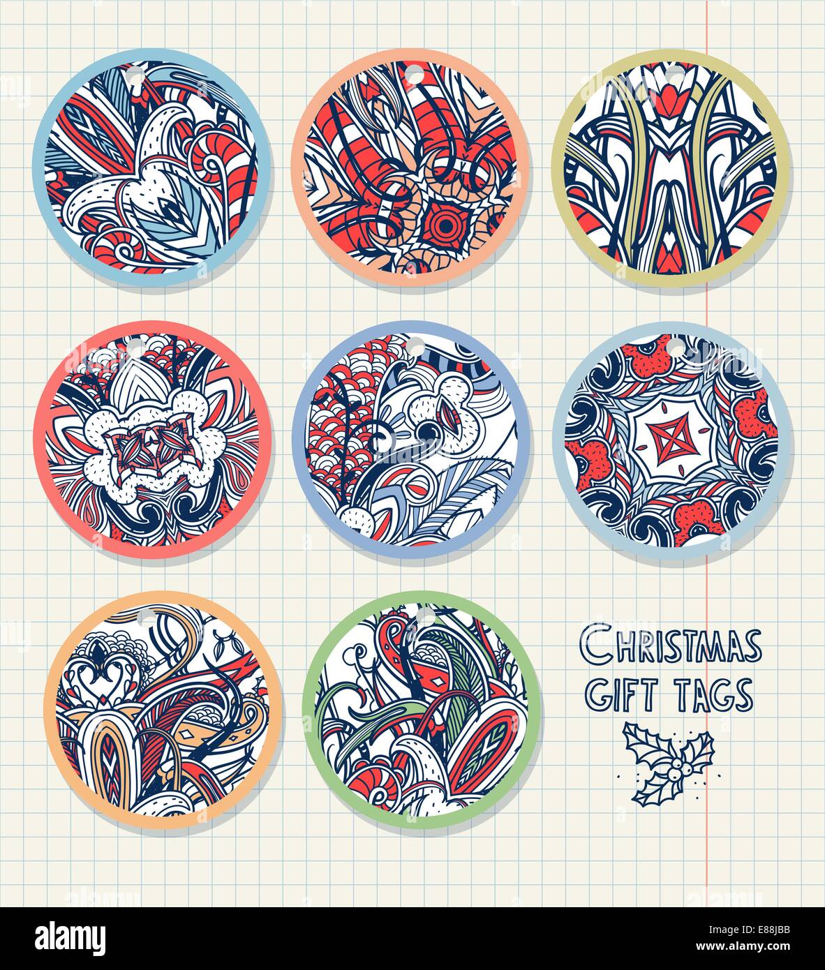 vector set of Christmas gift tags with abstract ornaments Stock Vector ...