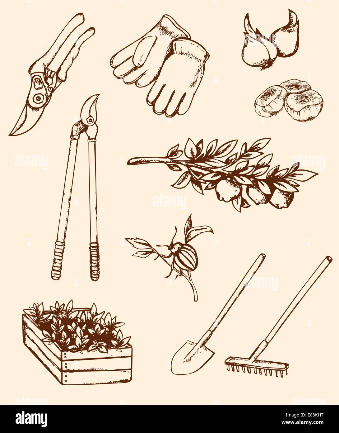 Old garden tools Stock Vector Images - Alamy
