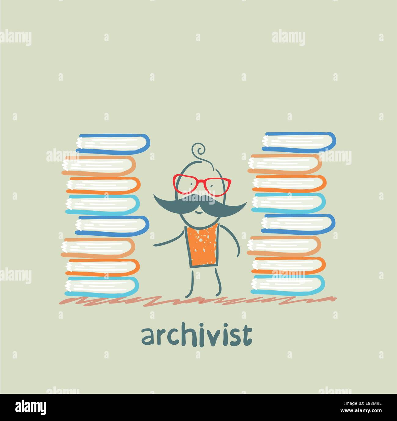 archivist standing near piles of books Stock Vector Image & Art - Alamy