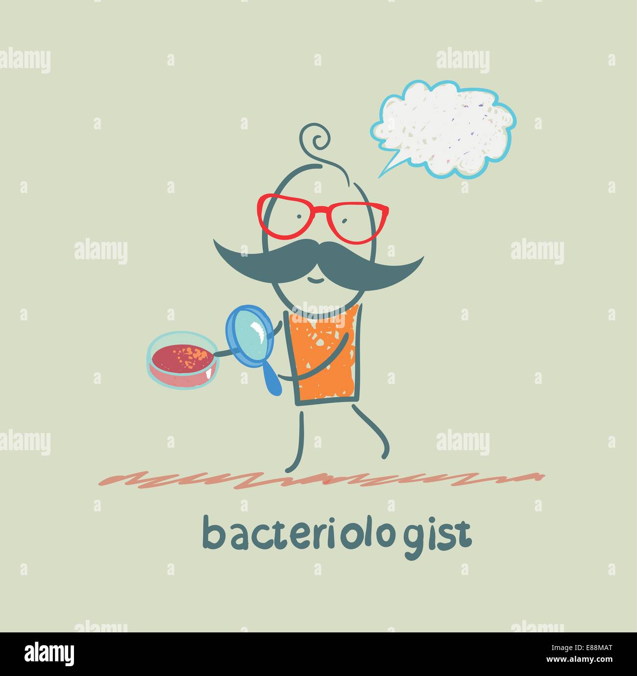 bacteriologist looks through a magnifying glass on microbes Stock ...