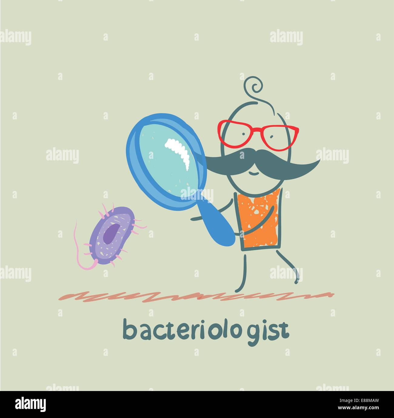 bacteriologist looks through a magnifying glass on microbes Stock ...