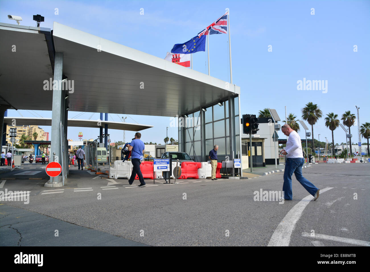 Gibraltar. 2nd October, 2014. View of border exit into Spain where ...