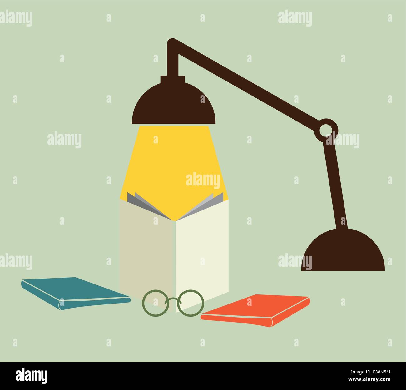 Reading with a lamp Stock Vector Image & Art - Alamy