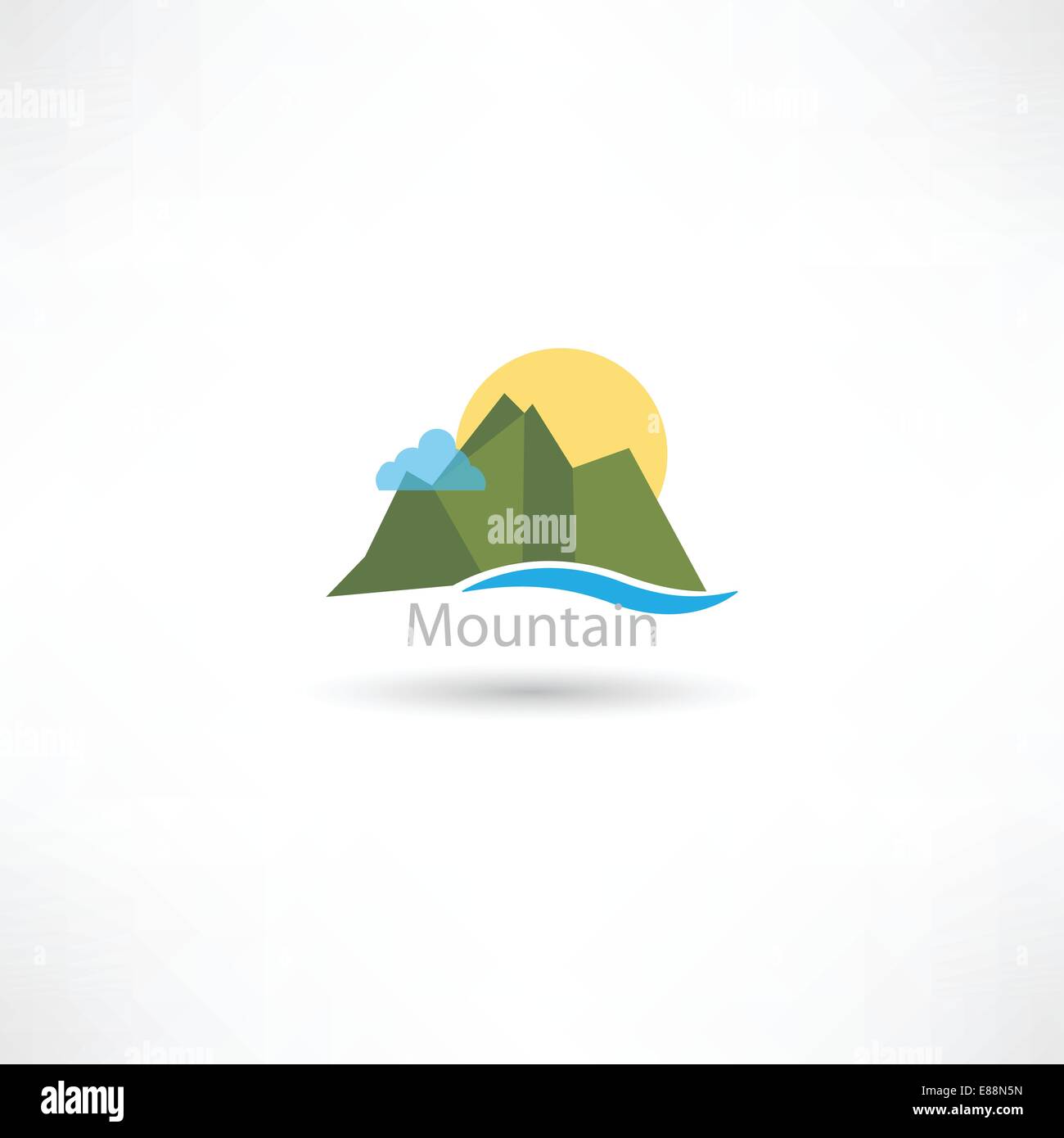 mountains symbol with sun and cloud Stock Vector Image & Art - Alamy