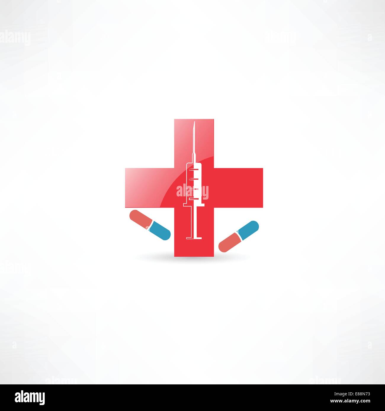Medical syringe and red cross Stock Vector Image & Art - Alamy