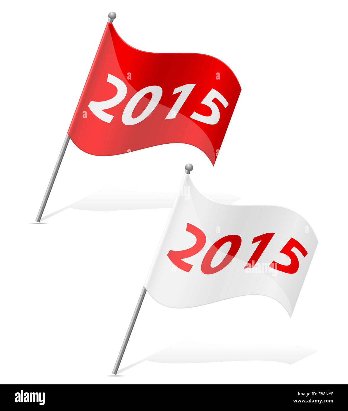 new year flag illustration isolated on white background Stock Photo - Alamy