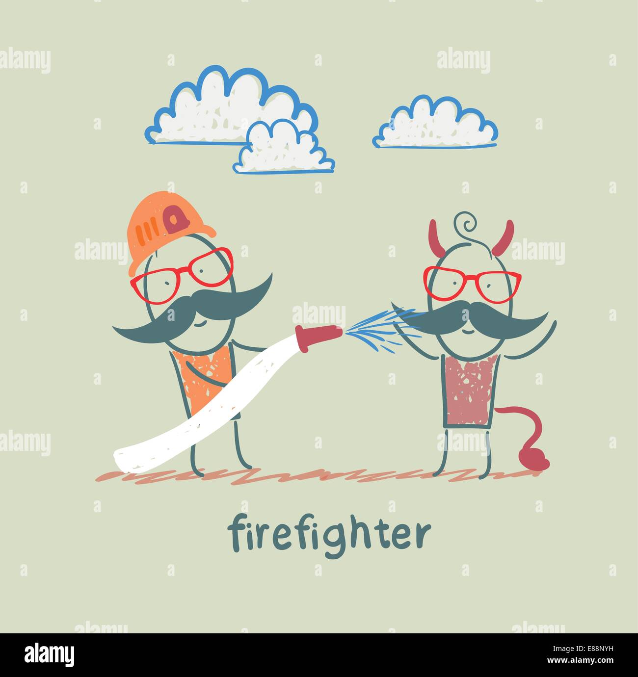 firefighter extinguishes hell Stock Vector Image & Art - Alamy