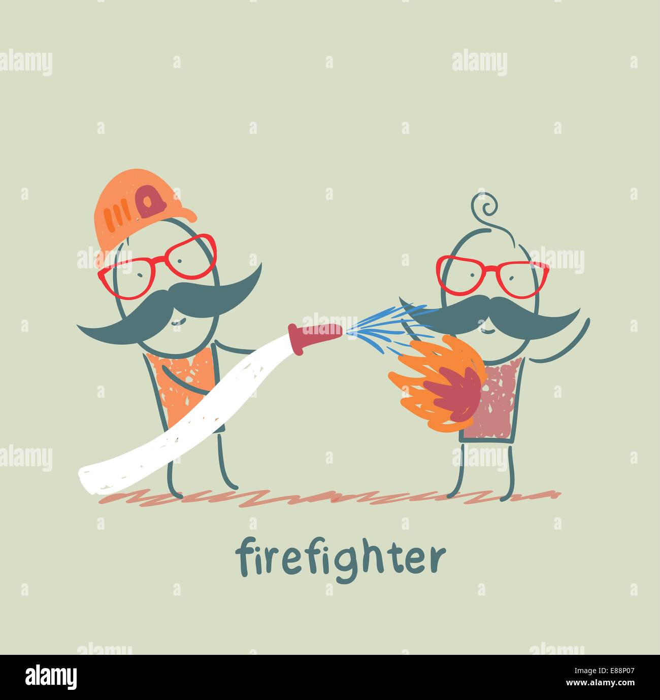 firefighter quenches a burning man Stock Vector Image & Art - Alamy