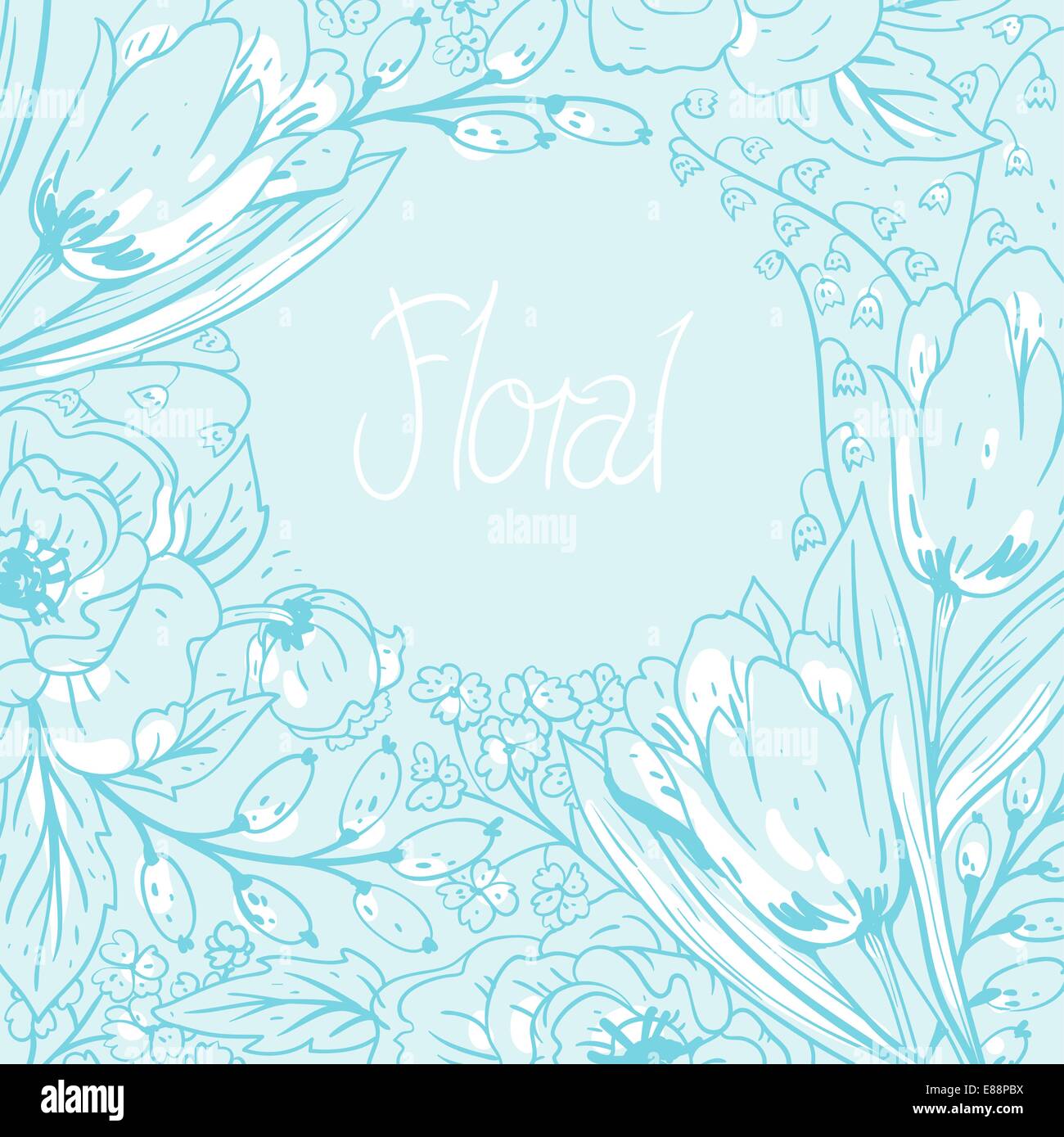 vector floral background with blooming spring flowers Stock Vector ...