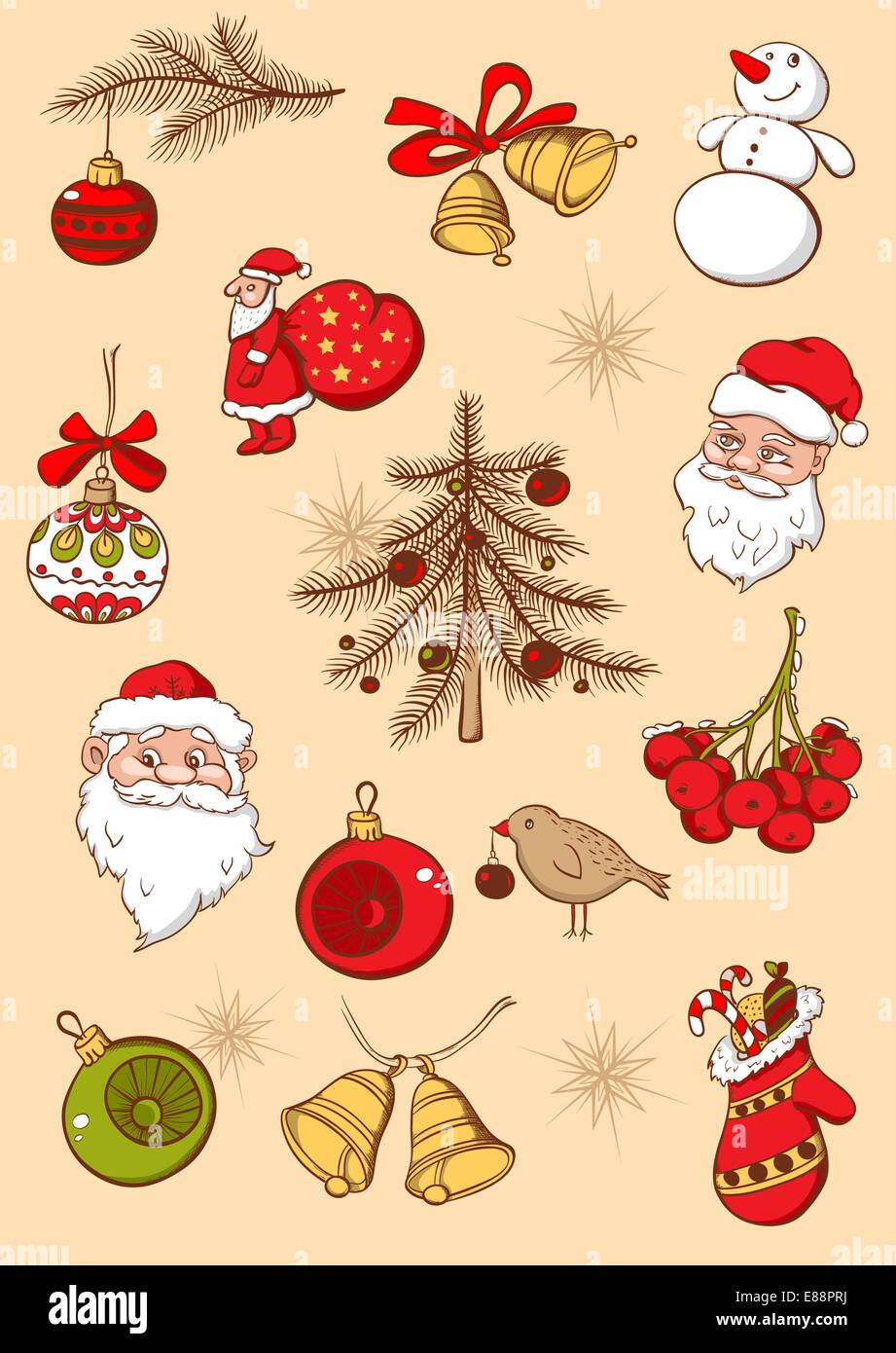 Set of vector Christmas hand drawn icons Stock Vector Image & Art - Alamy