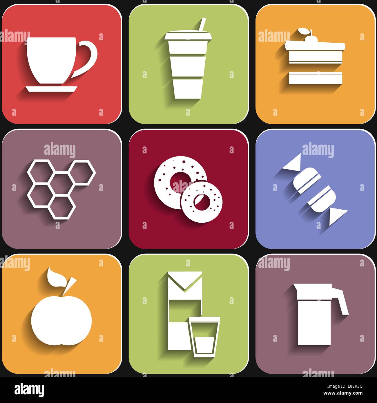 Set of flat food icons Stock Vector Image & Art - Alamy