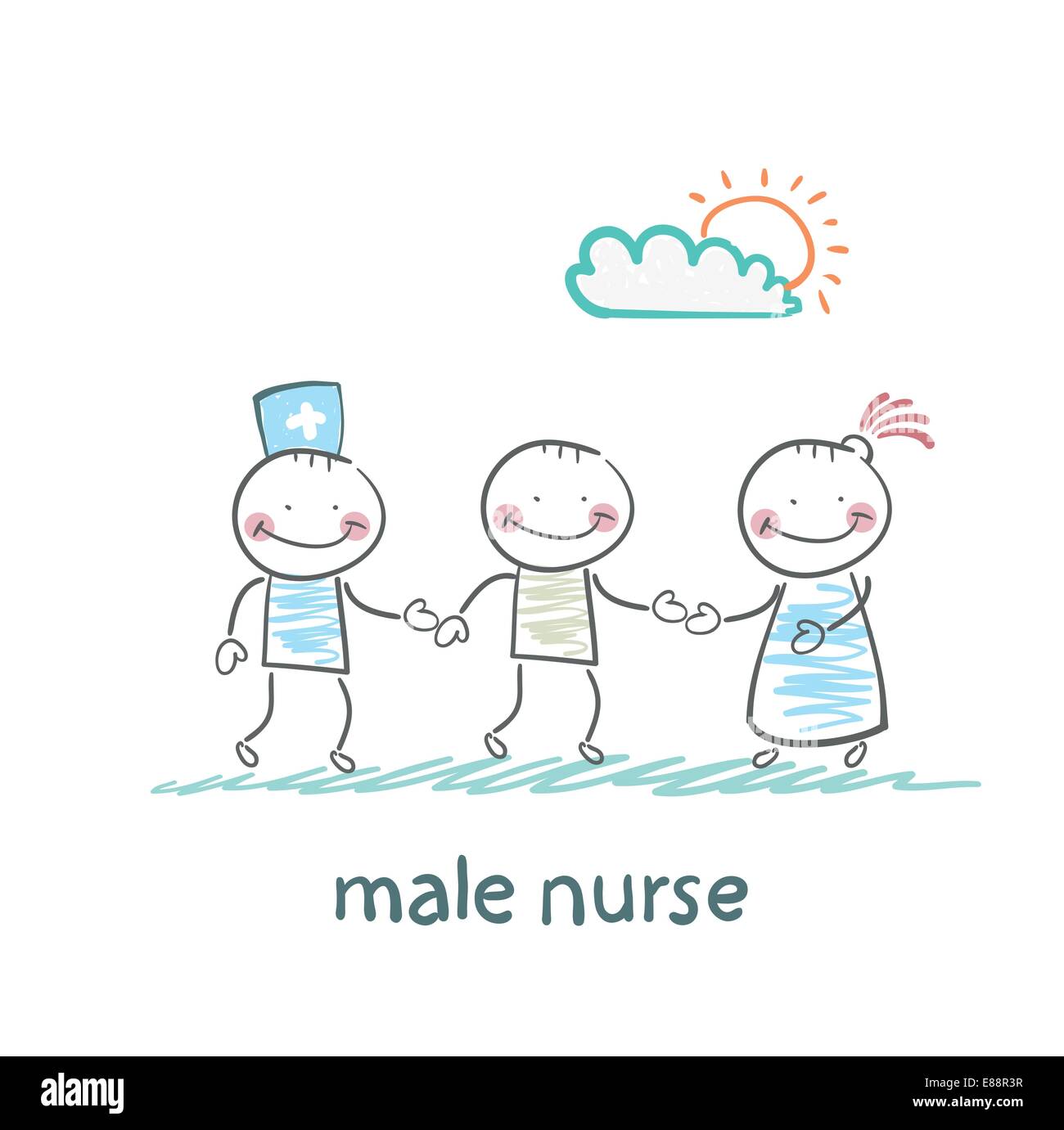 Smiling nurse with patient Stock Vector Images - Alamy