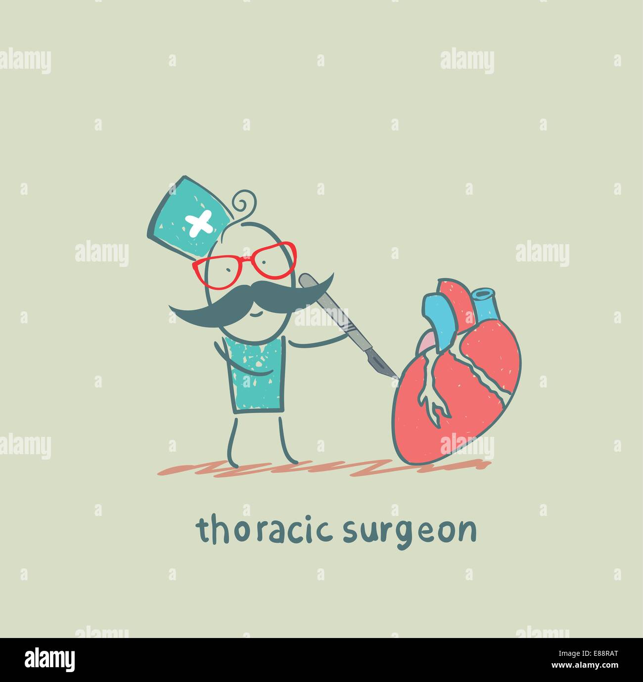 thoracic surgeon operates on the heart with a scalpel Stock Vector ...