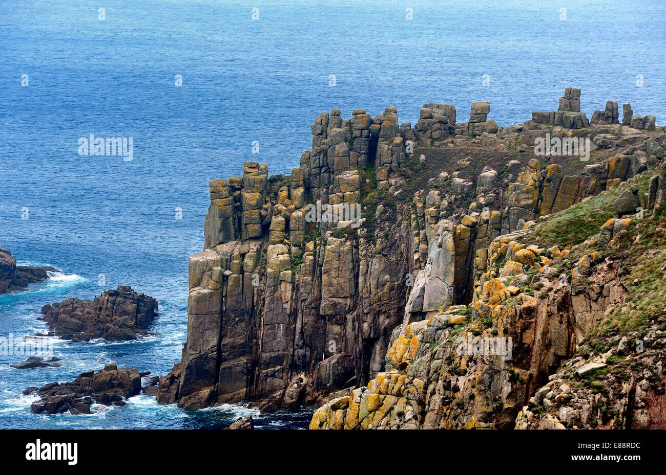 Lands end rock face Cornwall England uk Stock Photo - Alamy
