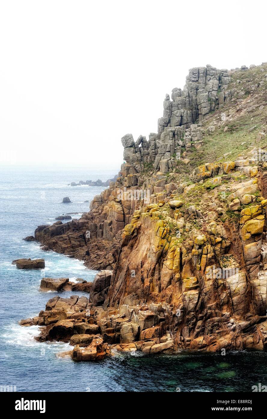 Lands end rock face Cornwall England uk Stock Photo - Alamy