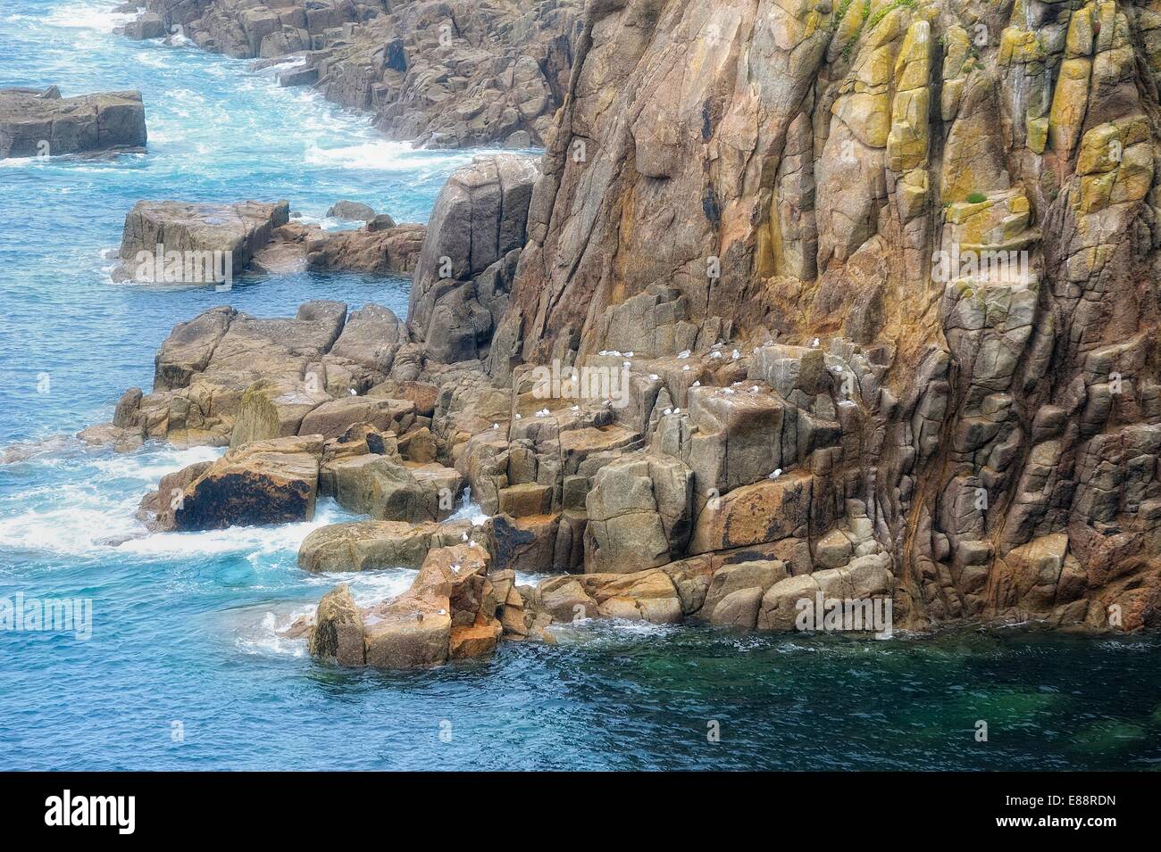 Lands end rock face Cornwall England uk Stock Photo - Alamy