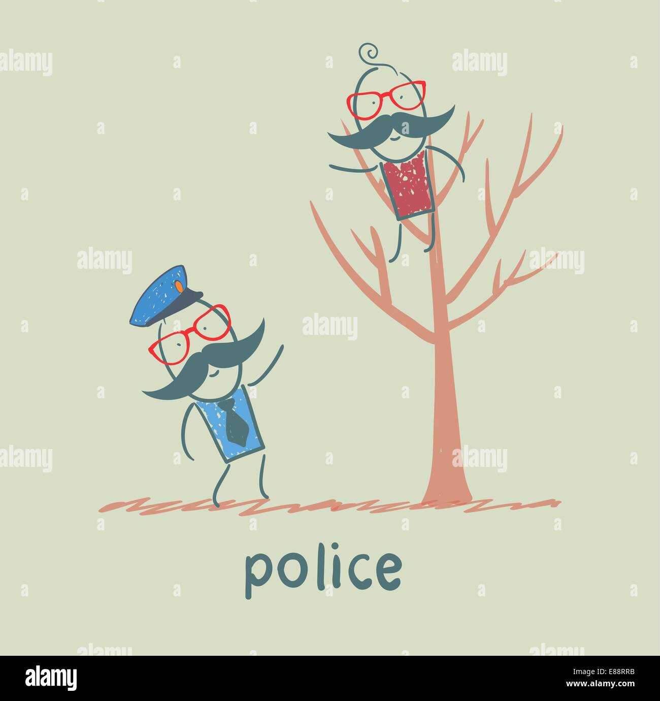 Man sitting on branch Stock Vector Images - Alamy