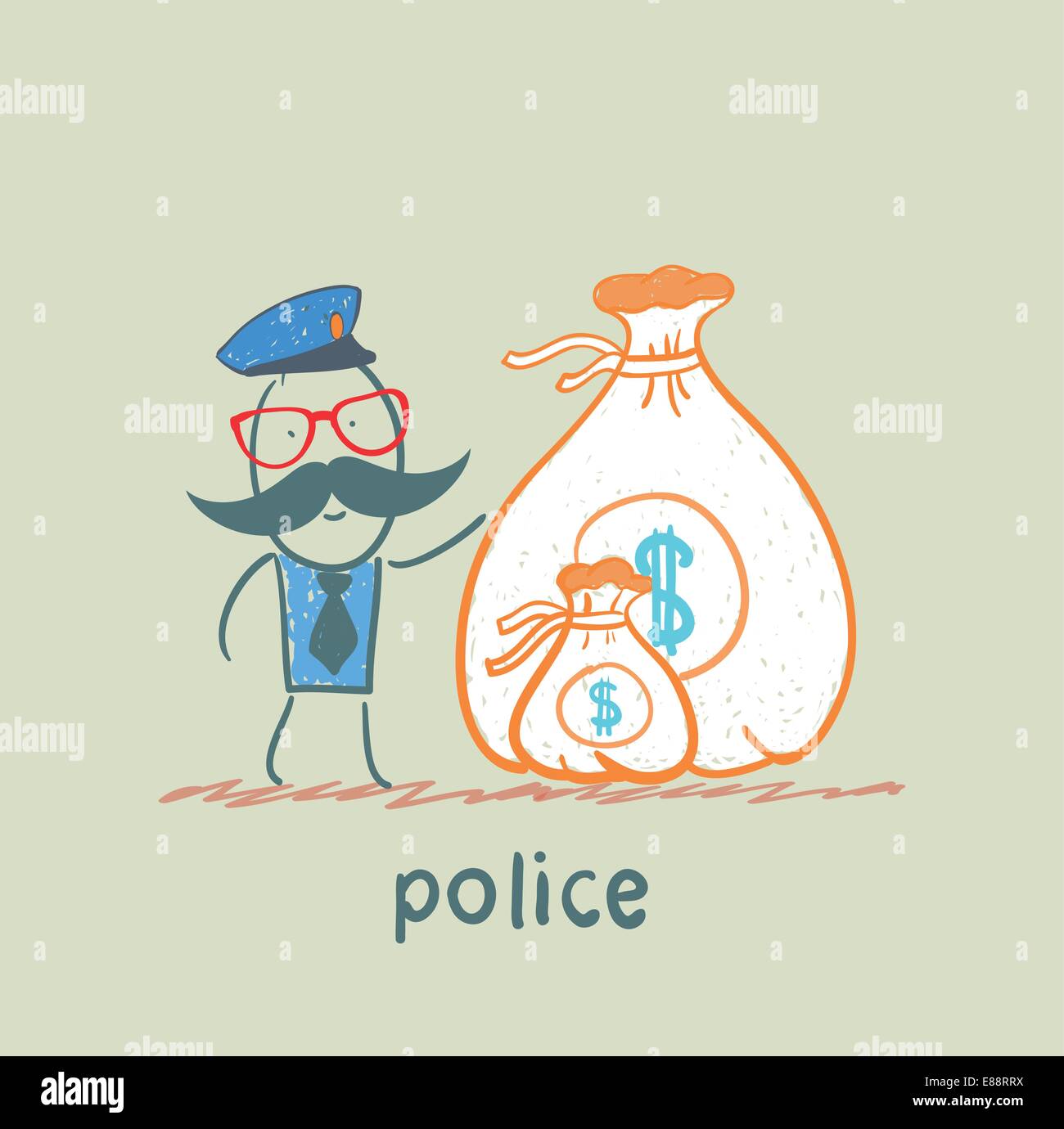 Police stands with a bag of money Stock Vector Image & Art - Alamy